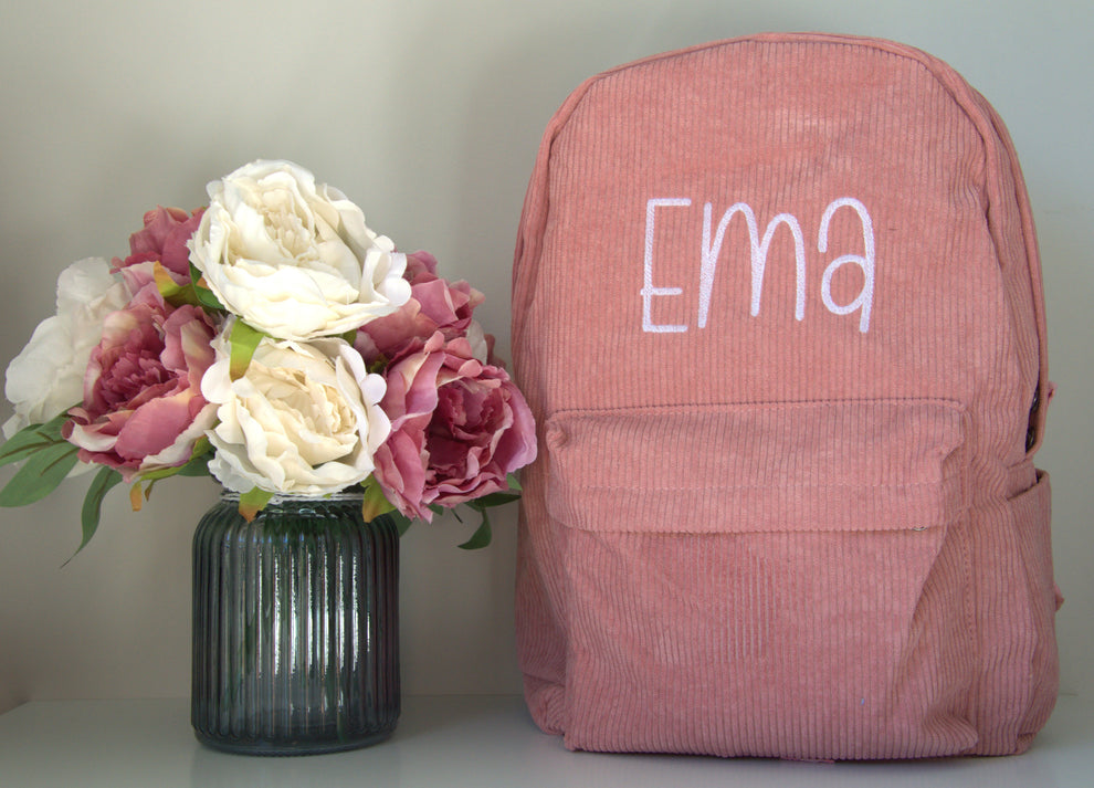 PERSONALISED DUSTY PINK CORDUROY BACKPACK – Specially Made For You